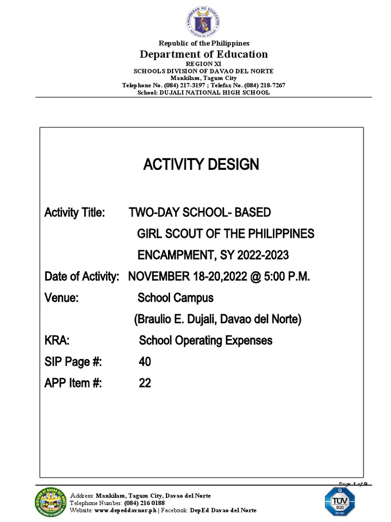 Activity Design 2022 2023 | PDF | Psychological Concepts | Psychology