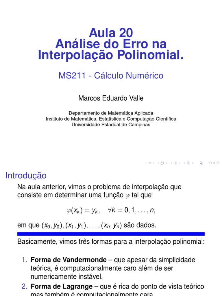 Aula 20 | PDF | Interpolação | Derivado