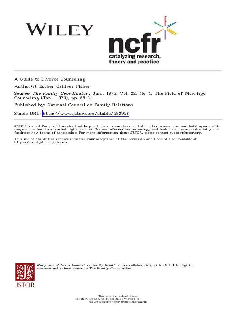 A Guide To Divorce Counseling Pdf Divorce Marriage