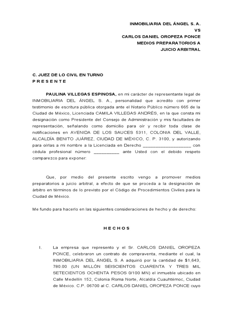 Demanda Juicio Arbitral | PDF