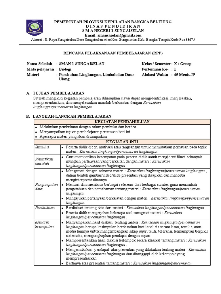 RPP 11 - Perubahan Lingkungan, Limbah Dan Daur Ulang | PDF