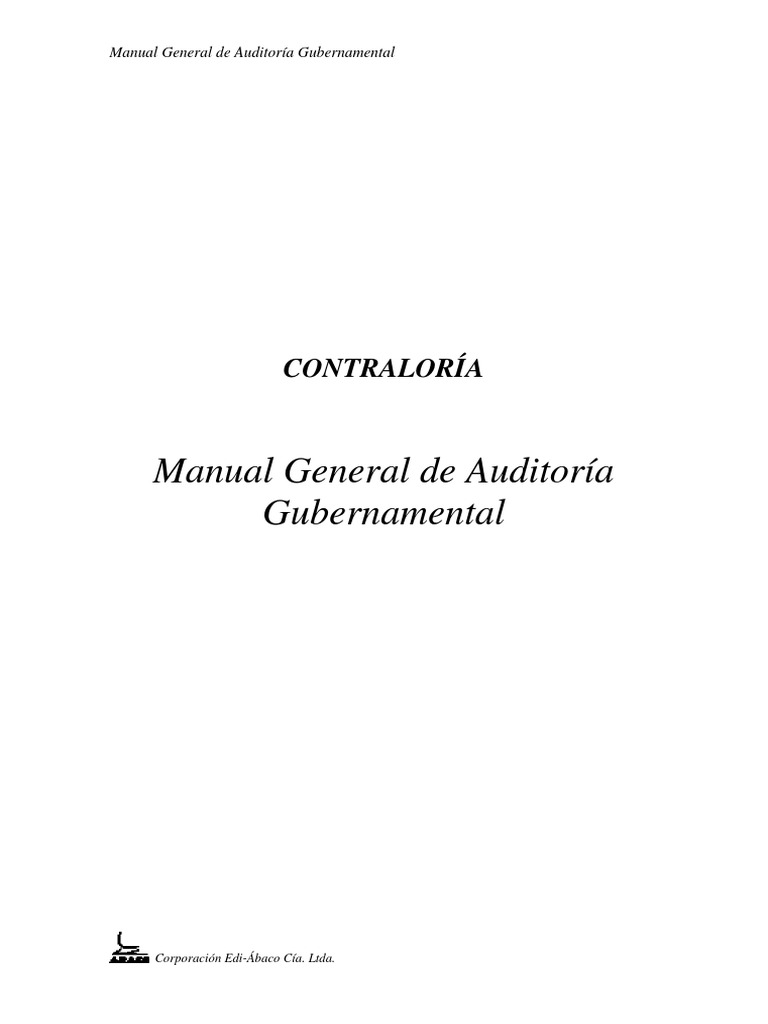 Manual General de Auditoria Gubernamental | PDF | Auditoría | Contralor