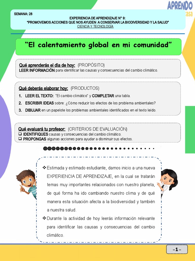 FICHA 1 EVITABLE - El Calentamiento Global en Mi Comunidad | PDF ...