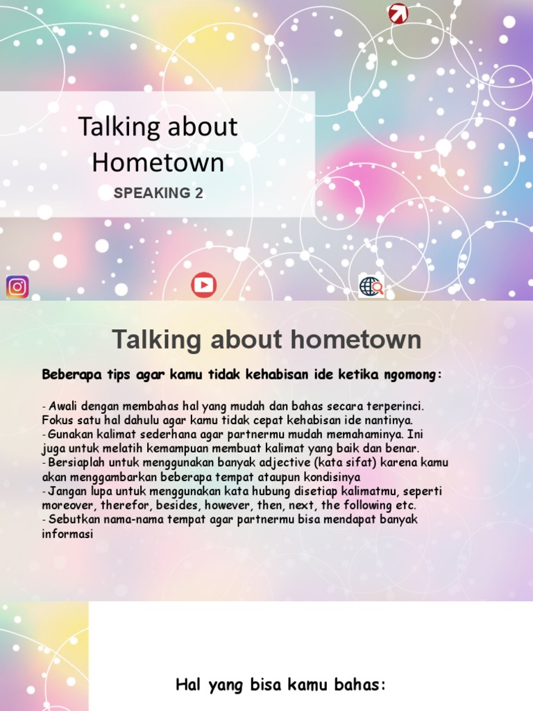 2 SPEAKING 2 Talk Talking About Hometown Revisi | PDF | Languages ...
