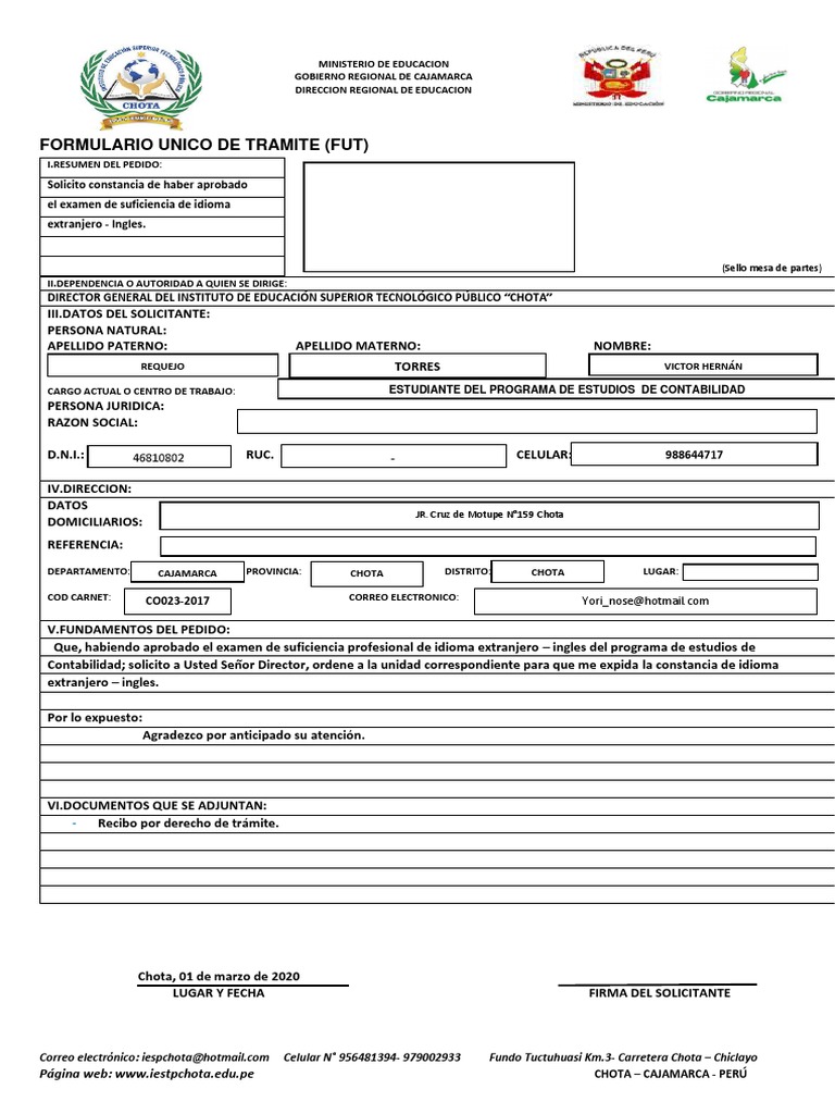 Tipos de Solicitudes Fut 2020 | PDF | Perú | Educación más alta