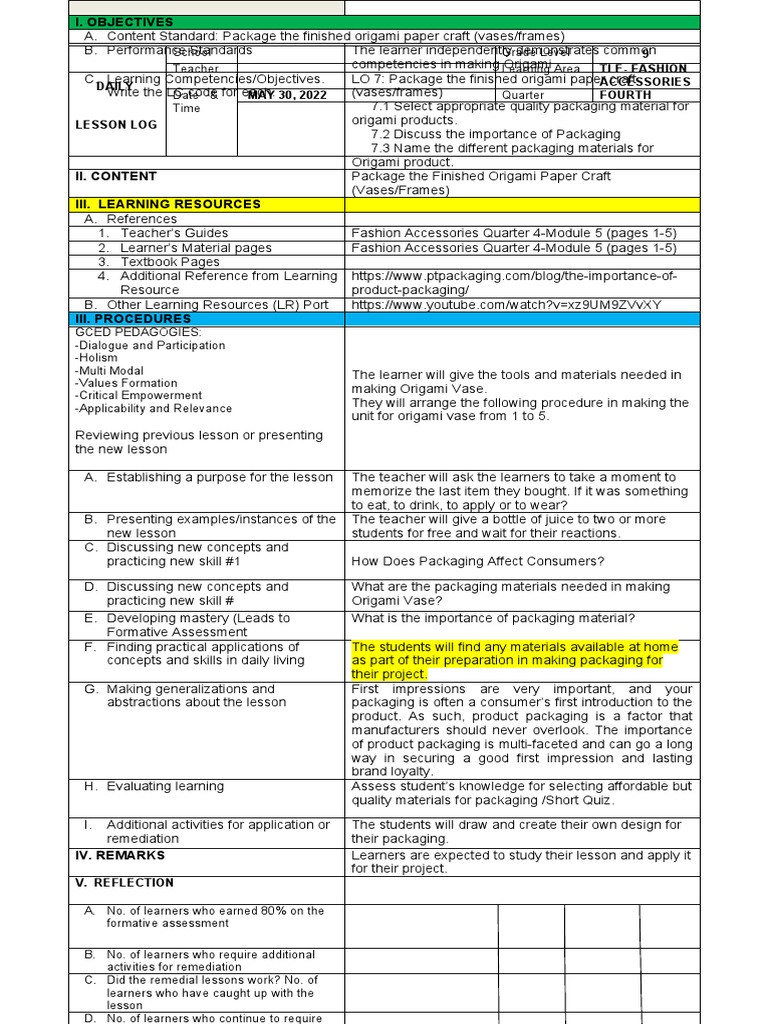 DLL 2 Tle | PDF | Learning | Packaging And Labeling