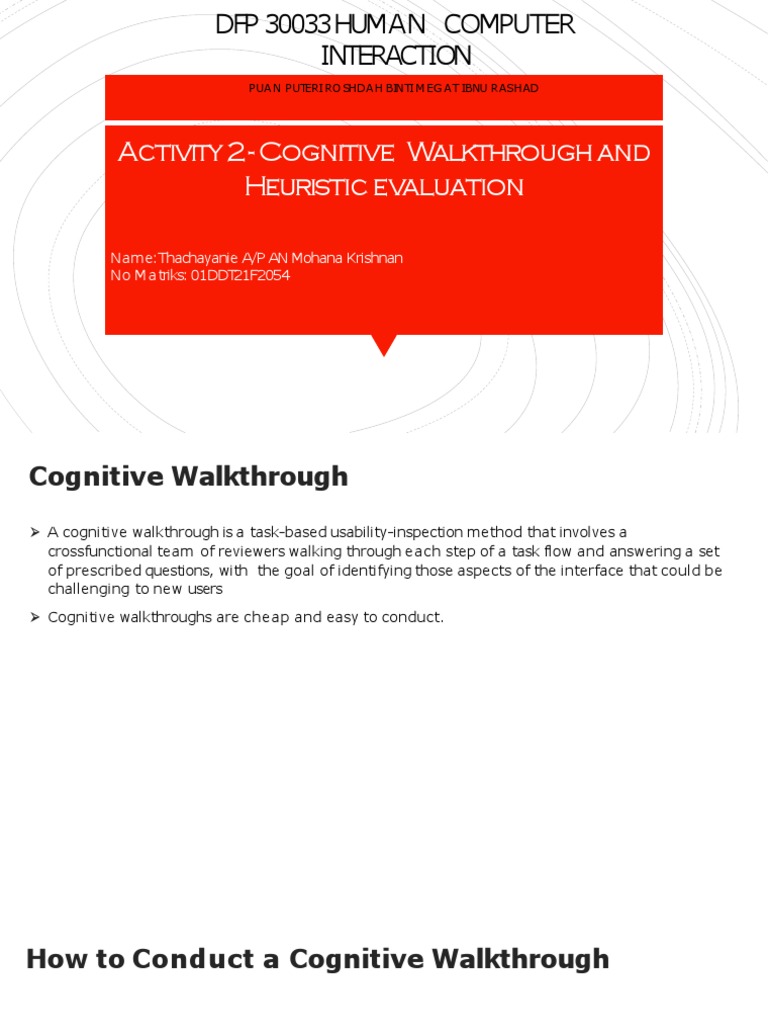 DFP 30033HUMAN COMPUTER INTERACTION | PDF | Usability | Cognition
