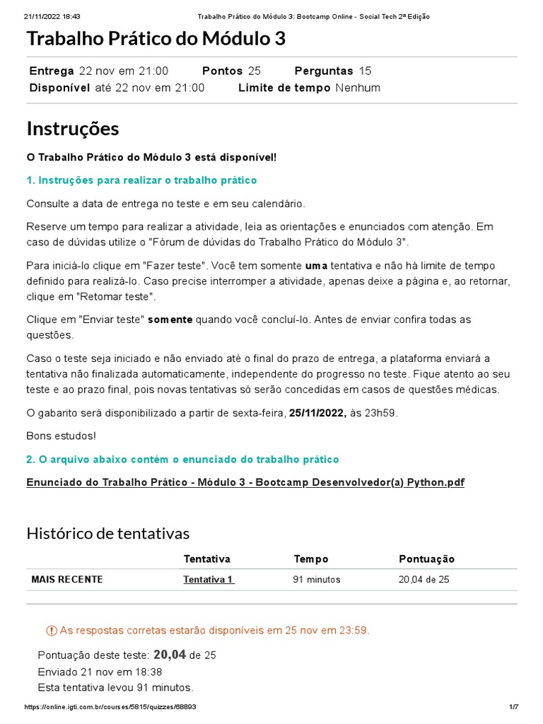 Trabalho Prático Módulo 3: Django | PDF | Python (linguagem de ...