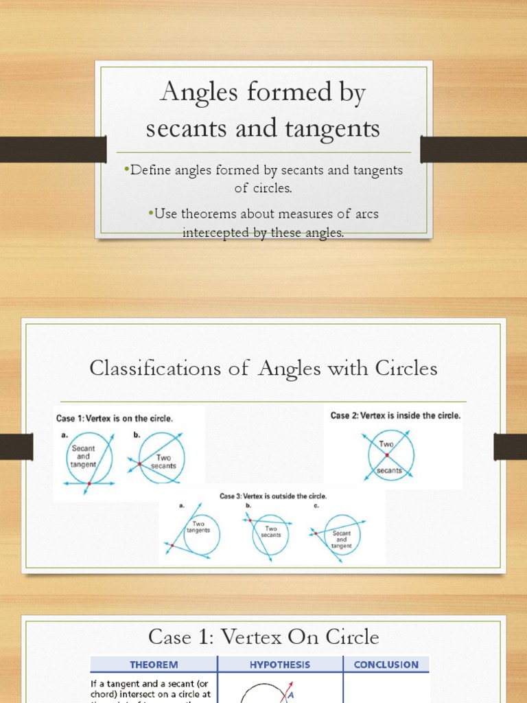 Angles Formed by Secants and Tangents | PDF | Teaching Methods ...