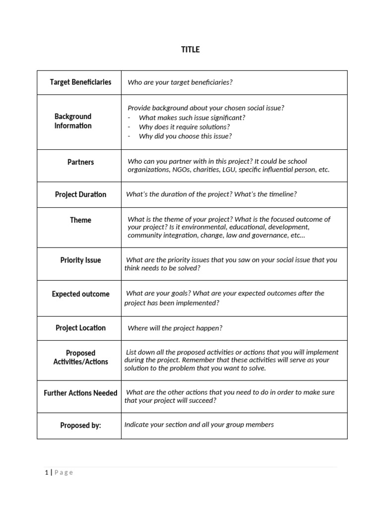 Sample Community Project Proposal TEMPLATE | PDF | Career & Growth | Business