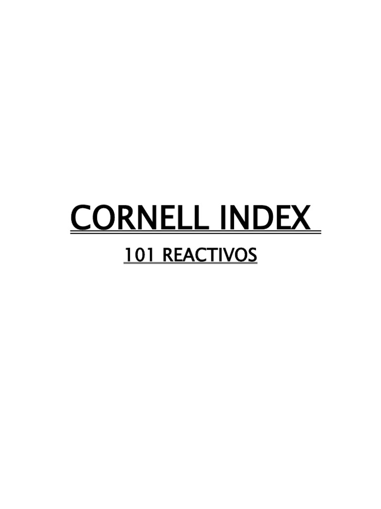 Escalas Cornell | PDF | Temor | Enfermedades y trastornos humanos