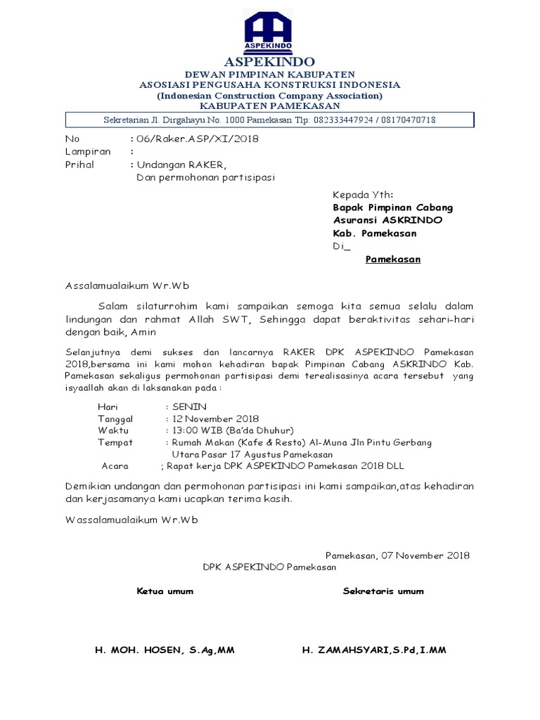 Undangan Raker | PDF