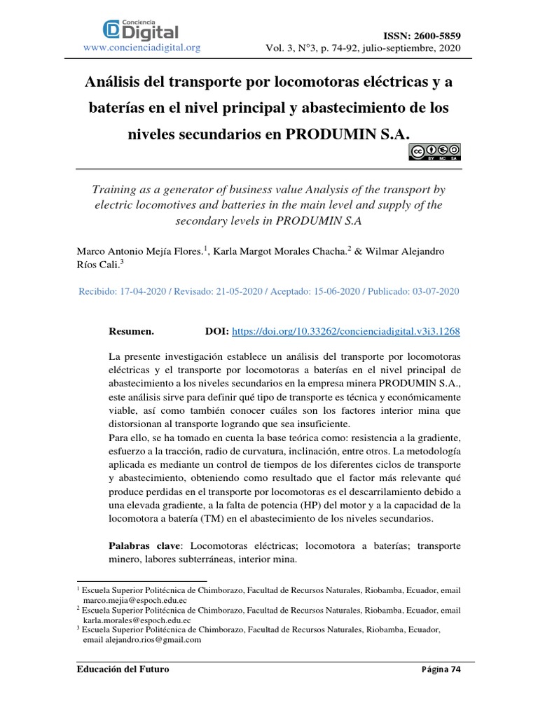 1268-Texto Del Artículo-5594-3-10-20200706 | PDF | Locomotoras | Minería