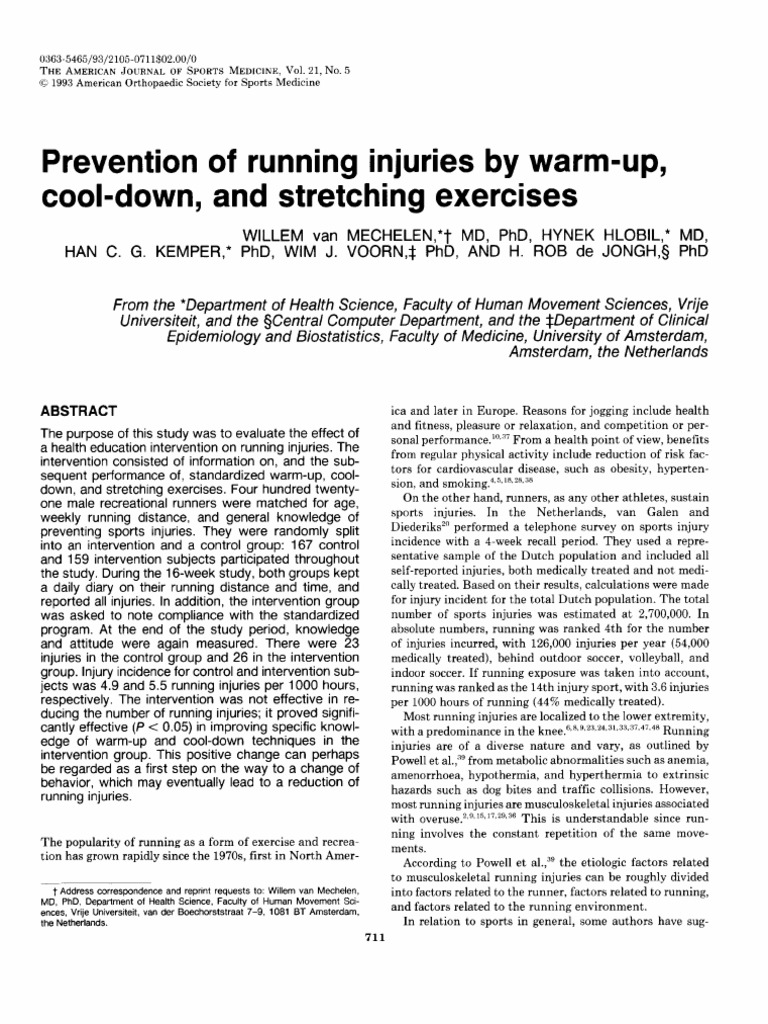 Prevention of Running Injuries by Warm-Up, Cool-Down, and Stretching ...