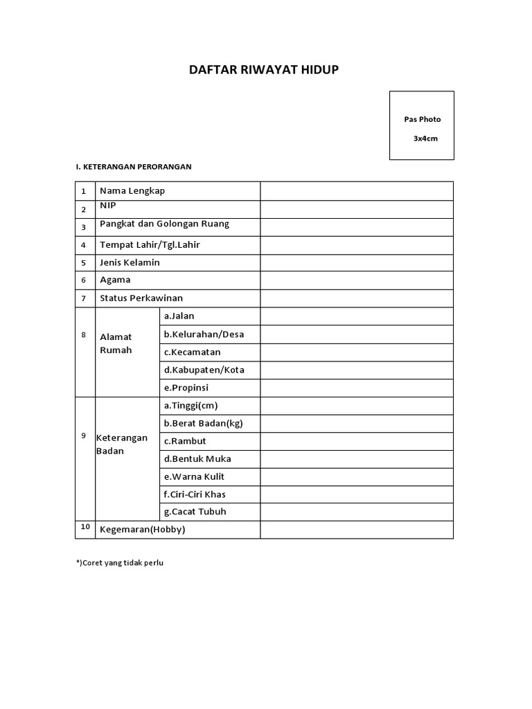 Format Daftar Riwayat Hidup | PDF