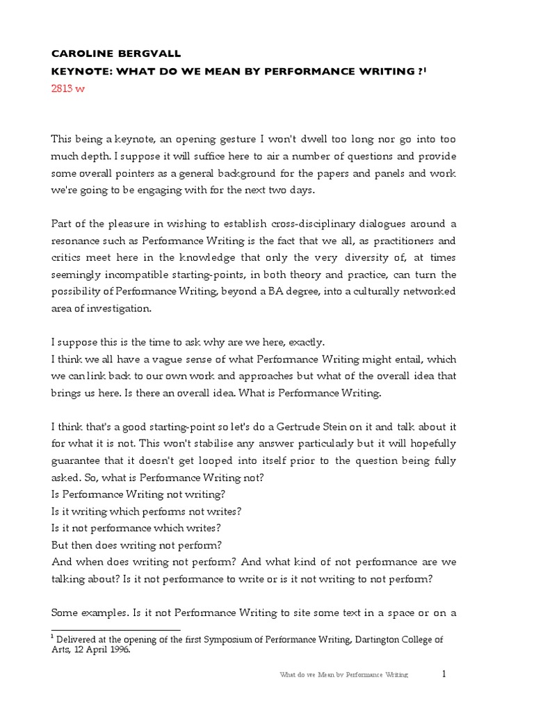 Performance Writing | Download Free PDF | Poetry | Discourse