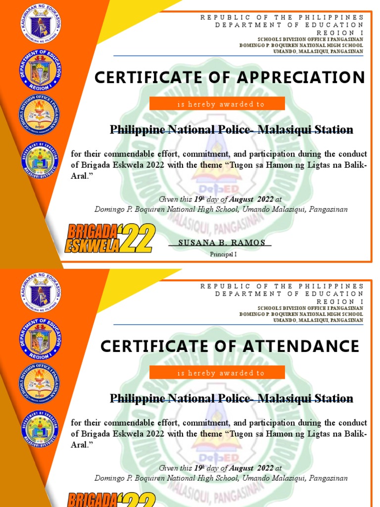 Brigada Certificates | PDF