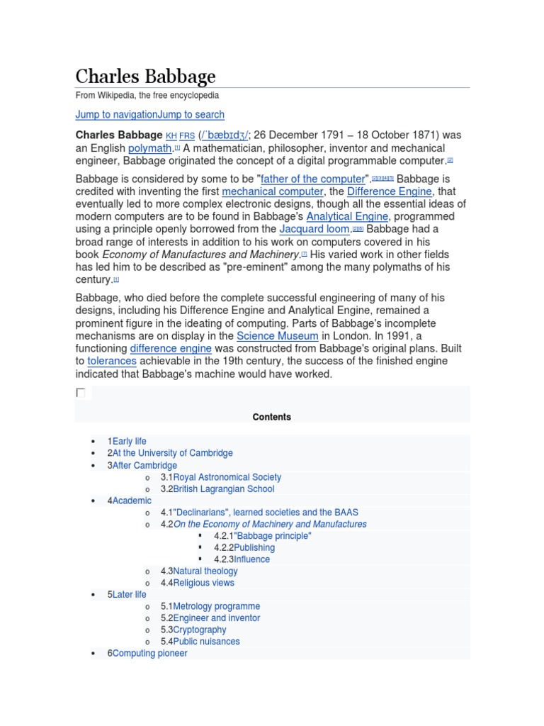 Charles Babbage | PDF