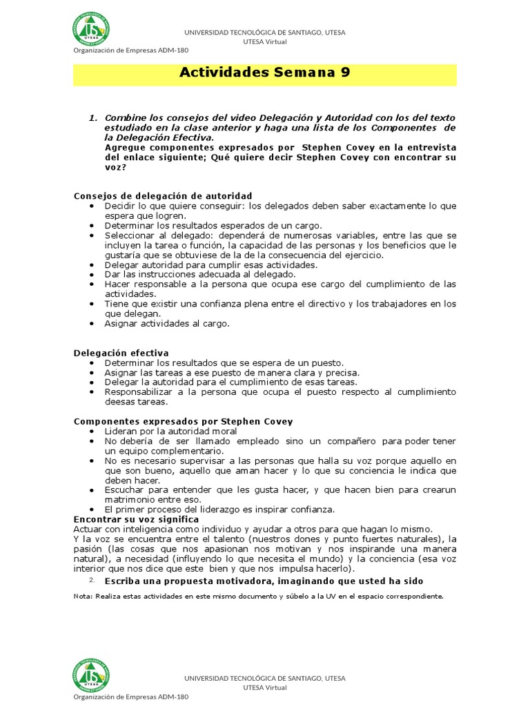 Actividades Semana 9 | PDF
