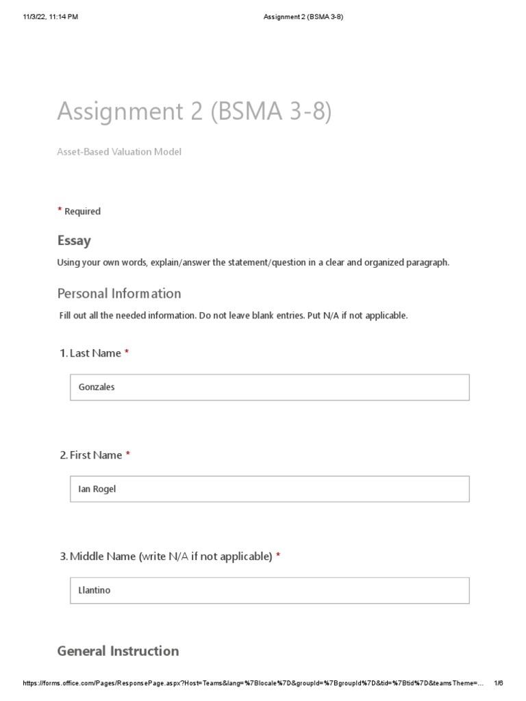 Gonzales - Assignment 2 (BSMA 3-8) ANSWERS | PDF | Valuation (Finance) | Book Value