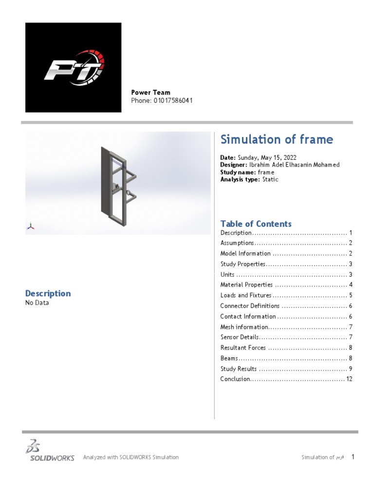 Simulation of Frame | PDF | Strength Of Materials | Young's Modulus