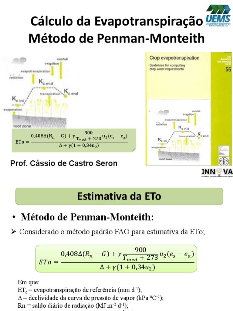 Aula 11 - Cálculo Da ET Por Penman-Monteith | PDF | Metrologia | Quantidades físicas