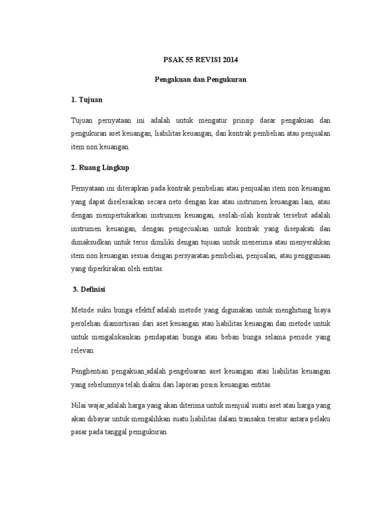Panduan PSAK 55: Pengakuan & Pengukuran | PDF | Bisnis | Pengelolaan ...