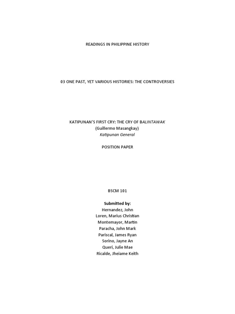 Position Paper RPH | PDF | Spanish Empire | Wars Of Independence