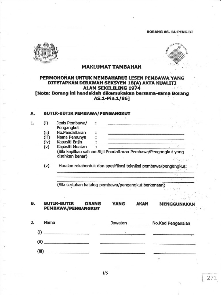 Borang AS.1A-PENG - BT-Maklumat Tambahan-Permohonan Untuk Membaharui ...