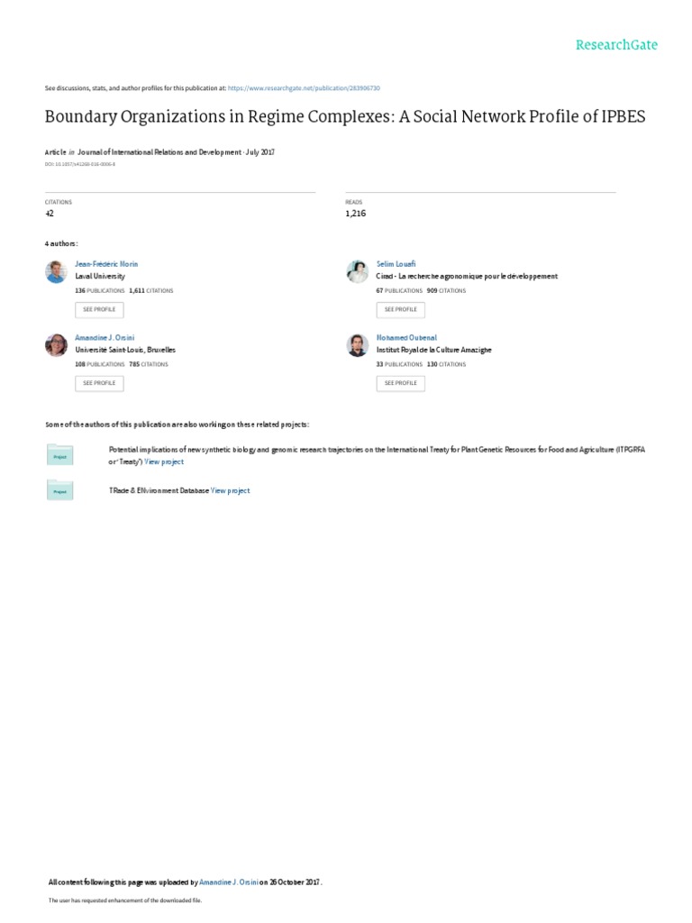 Boundary Organizations in Regime Complexes A Social Network Profile of ...