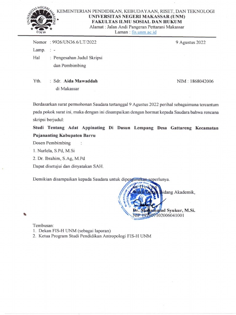 Surat Pengesahan | PDF