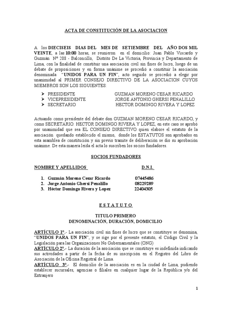 Acta Ong Cesar | Descargar gratis PDF | Bancos | Asamblea General de ...