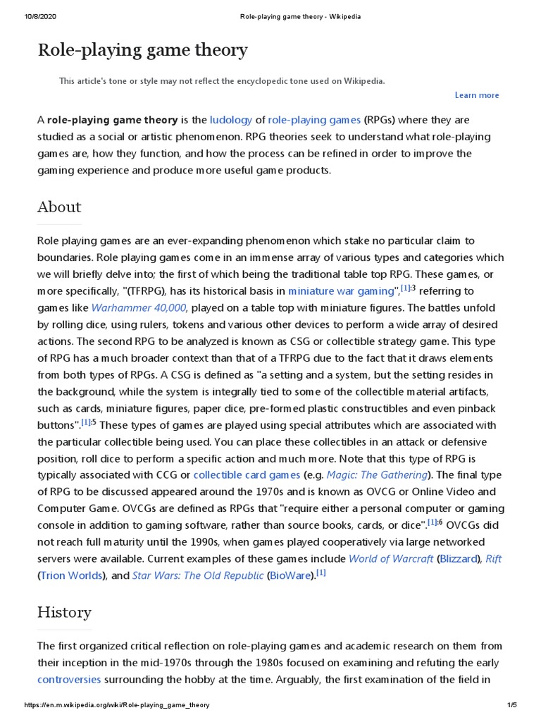 Role-Playing Game Theory | PDF | Leisure Activities | Interactivity