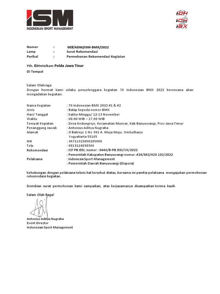 Permohonan Rekomendasi Polda Jatim | PDF