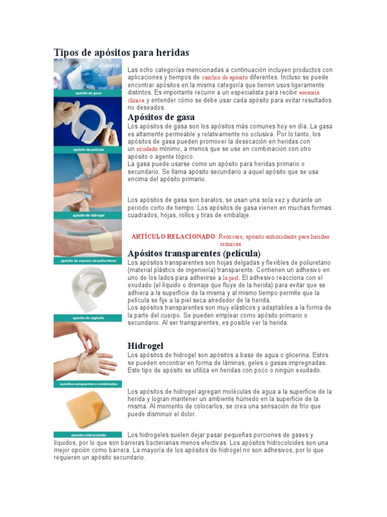 Tipos de Apósitos para Heridas | PDF | Herida | Materiales