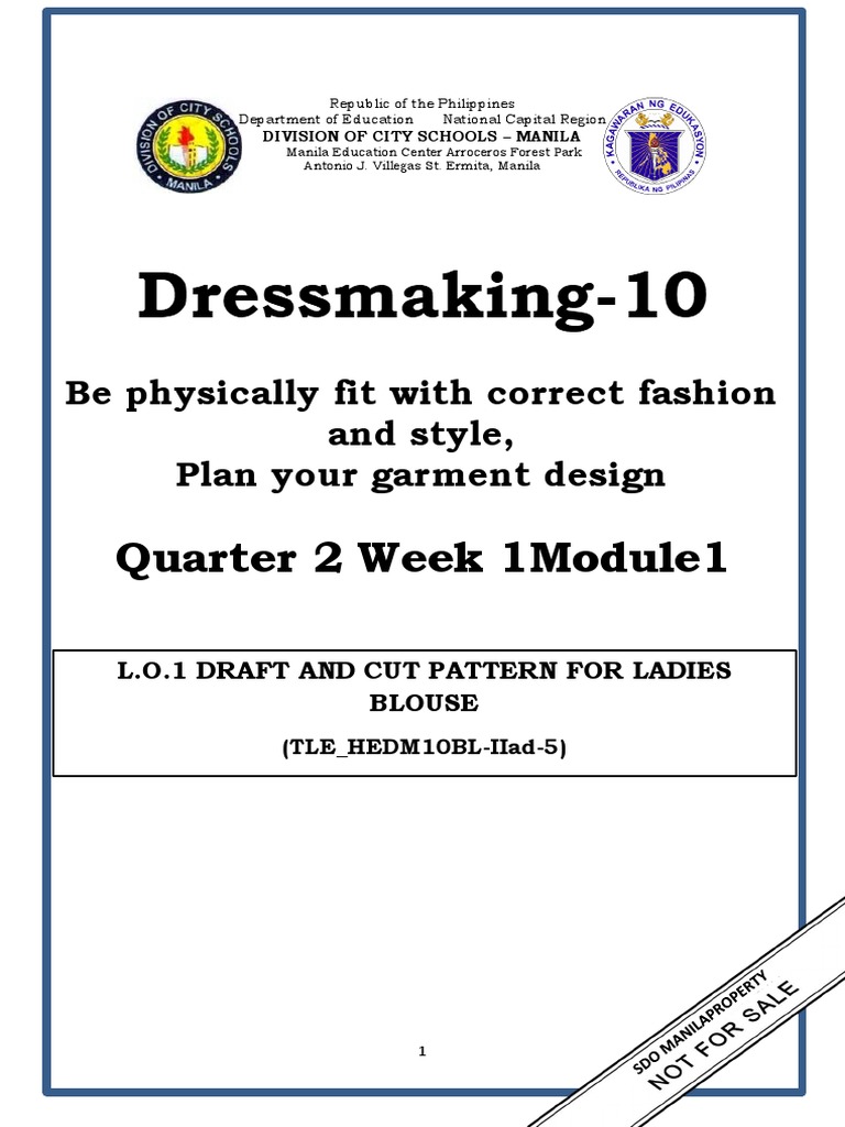 TLE-HE-10 Q2 W1 Mod1 Dressmaking-1 | PDF | Blouse | Dress