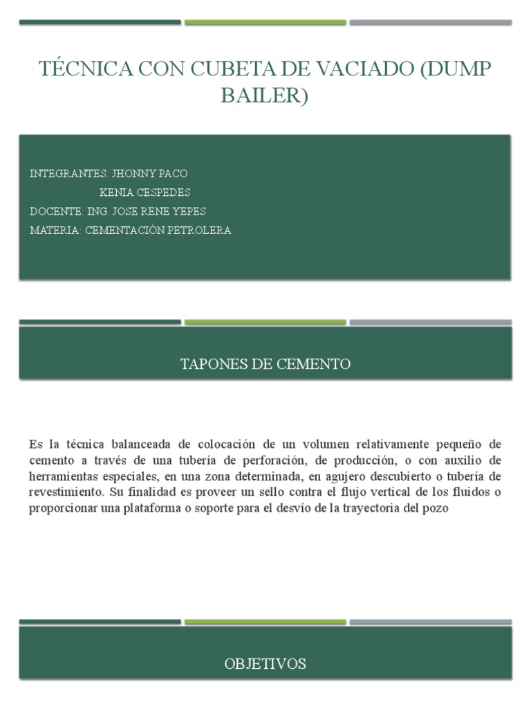 Técnica de Cementación con Dump Bailer | PDF