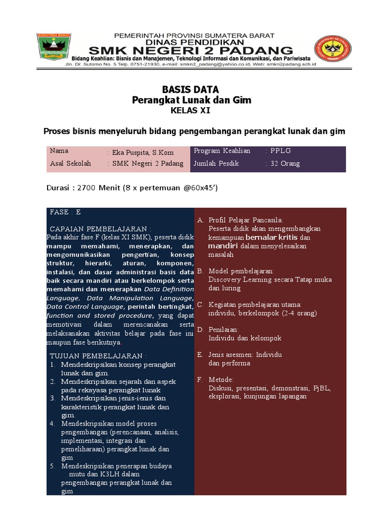 Modul Ajar 1 Basis Data | PDF
