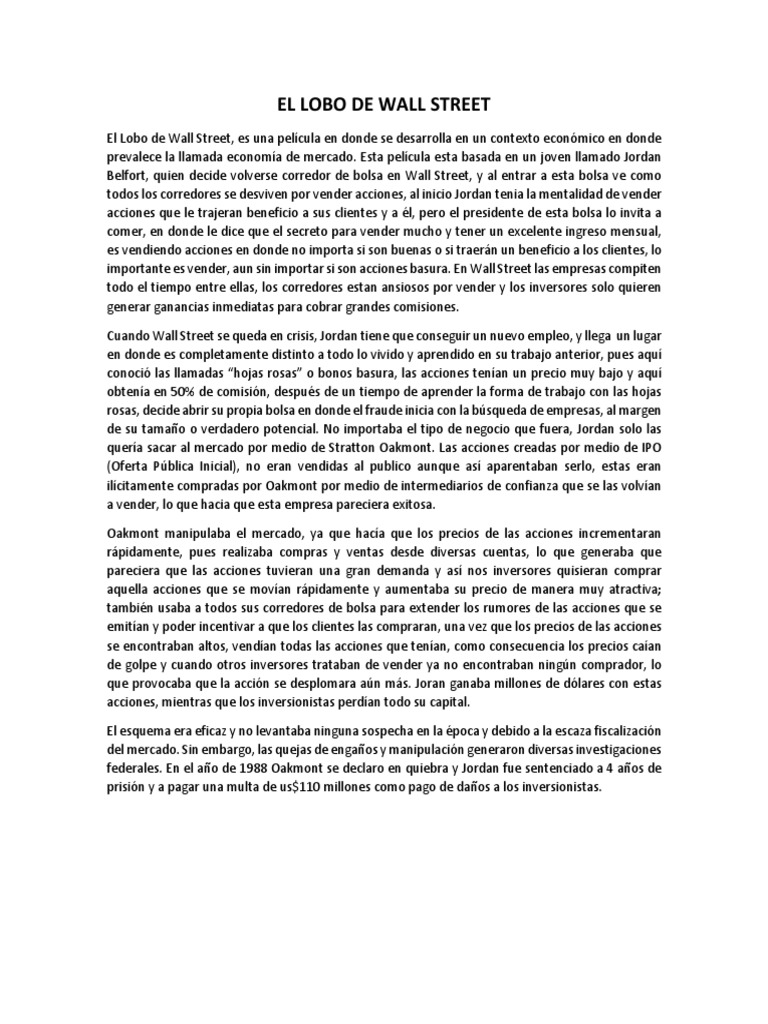 El Lobo De Wall Street Pdf
