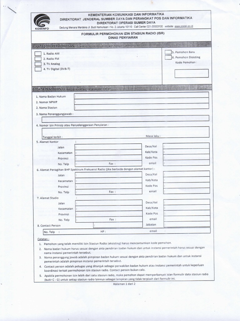 Formulir Permohonan Izin Isr | PDF