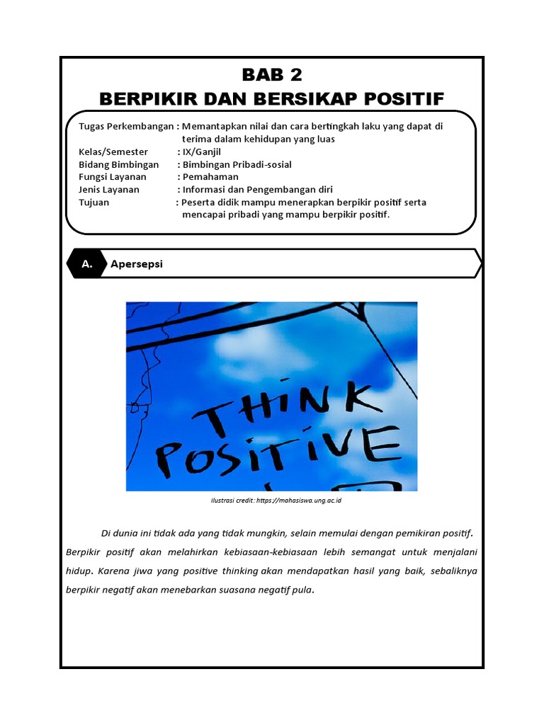 Bab 2 - Modul BK 9 - Berpikir Dan Bersikap Positif | PDF