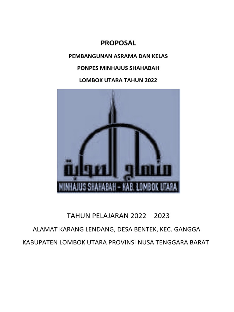 PROPOSAL PEMBANGUNAN KELAS DAN ASRAMA Ponpes Minhajush Shahabah | PDF