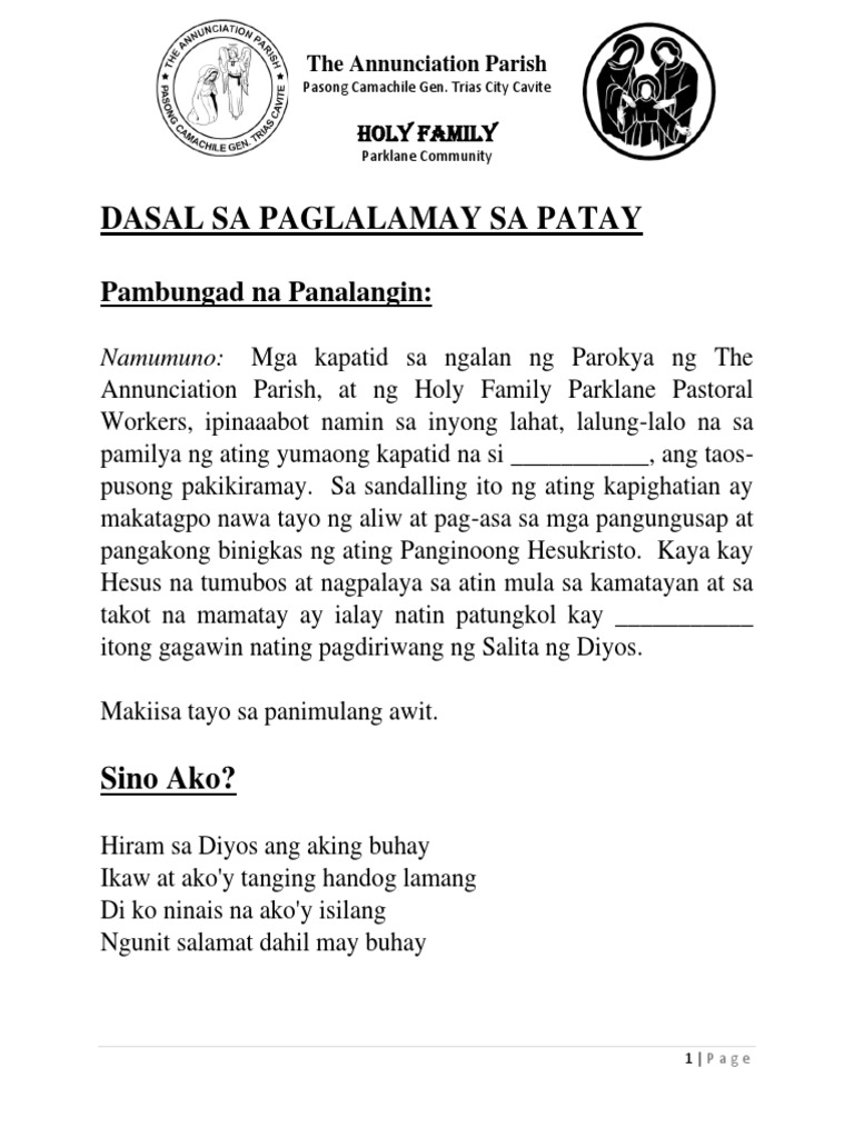 Dasal Sa Paglalamay Sa Patay | PDF