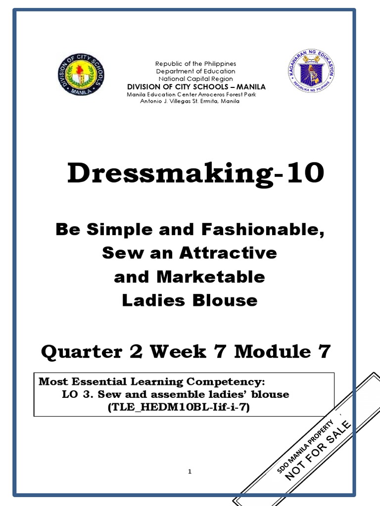 TLE-HE-10 Q2 W7 Mod7 Dressmaking | PDF