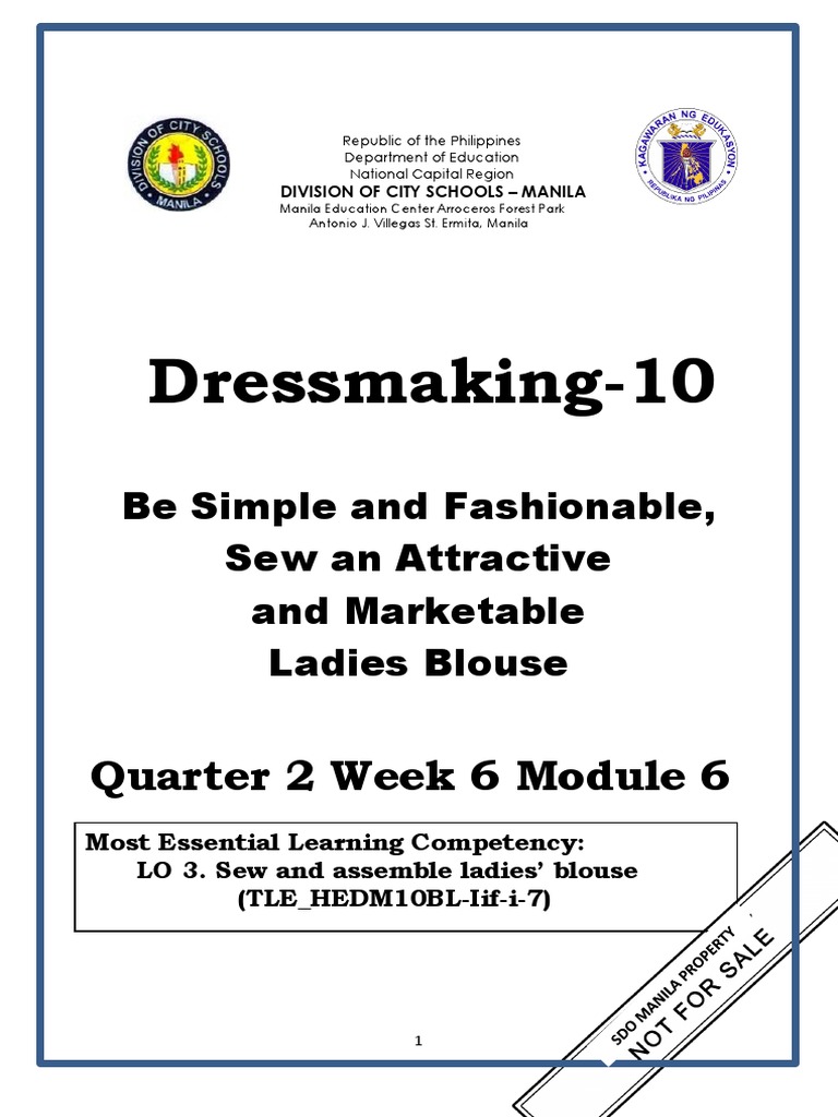 TLE-HE-10 Q2 W6 Mod6 Dressmaking | PDF | Home & Garden