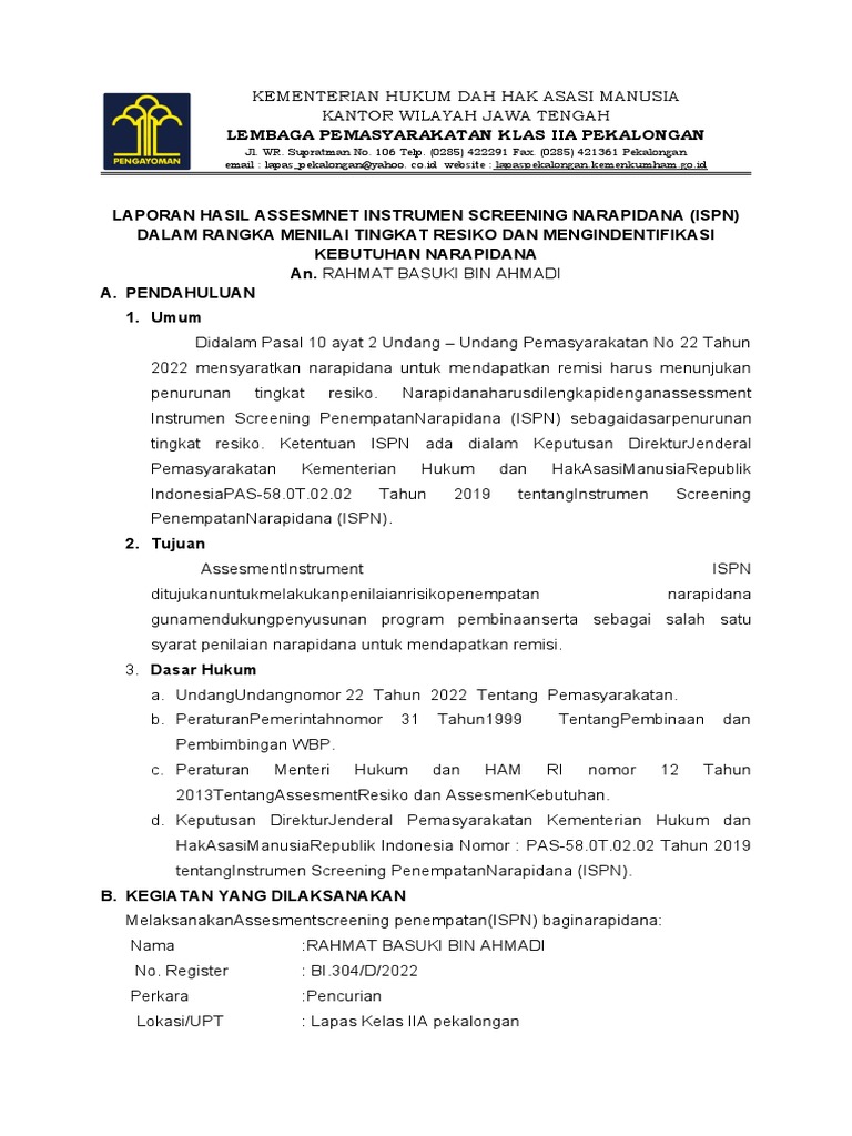 LAPORAN ISPN Rahmat Basuki | PDF