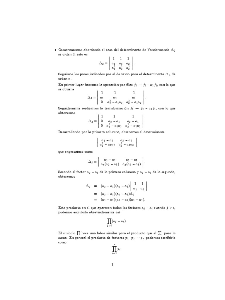 Vandermonde | PDF | Matemáticas | Álgebra