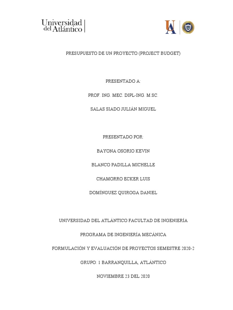 Presupuesto - Michelle Blanco | PDF | Presupuesto | Gestión de proyectos