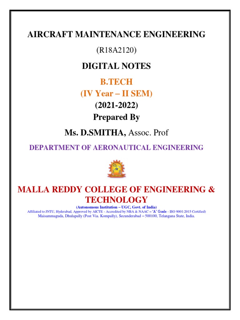 Aircraft Maintenance Engineering | PDF