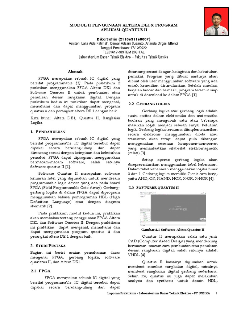 Modul Ii Pengunaan Altera De1 & Program Aplikasi Quartus Ii | PDF Modul Ii Pengunaan Altera De1 & Program Aplikasi Quartus Ii | PDF
